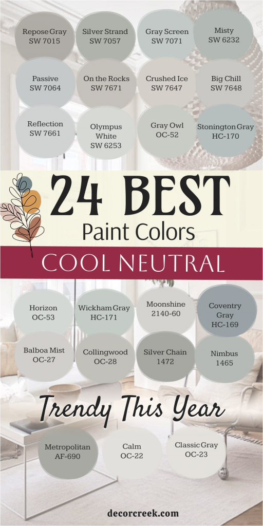 24 Best Cool Neutral Paint Colors from Sherwin Williams and Benjamin Moore